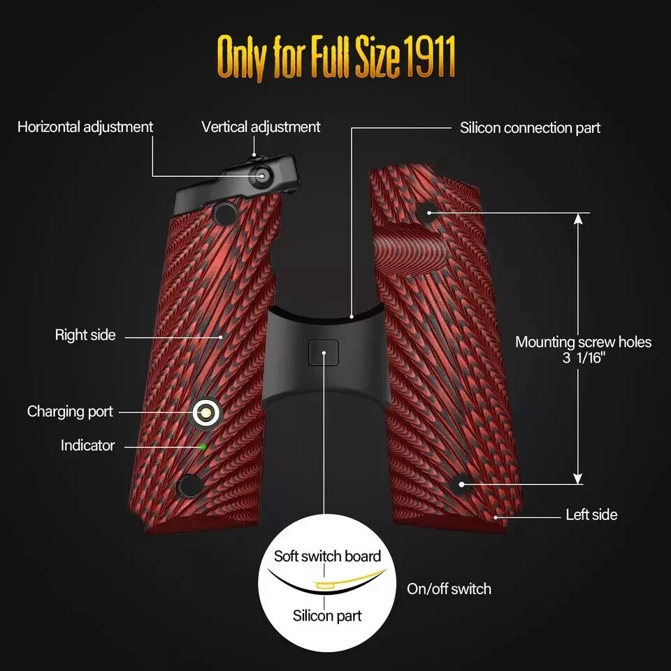 1911 Laser Grip Full Size with Ambi Safety Cut, Durable 1911 Laser ...