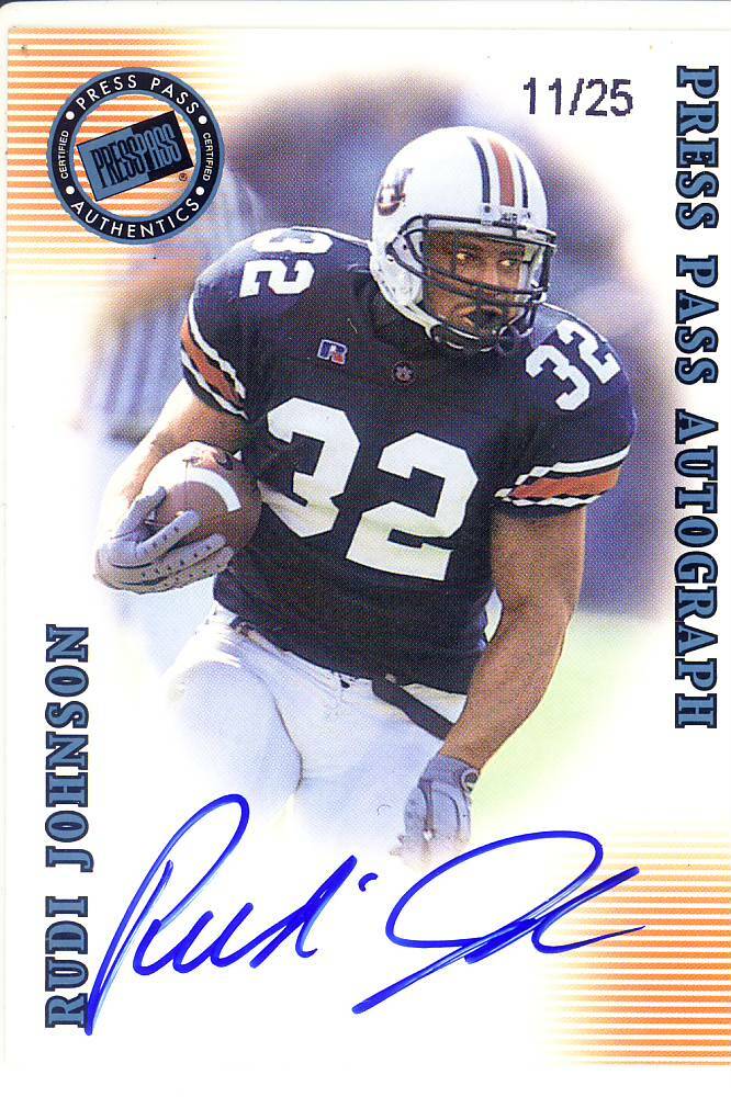 rudi johnson rookie rc draft auto autograph auburn war eagle college ...