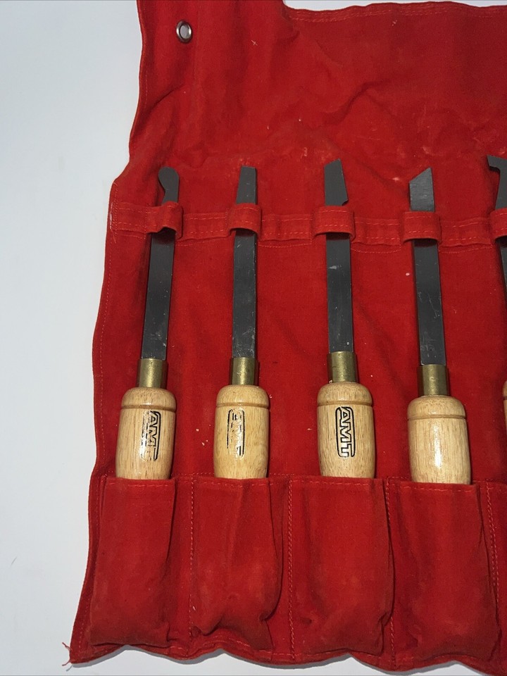 Set of 12 AMT Wood Carving Chisels with Red Pouch Woodworking Tools | eBay