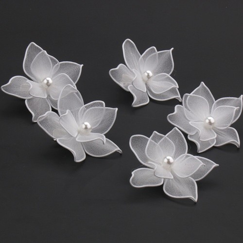 Multilayer Flower Side Clips White Fabrics Hairpin Floral Headpieces ...