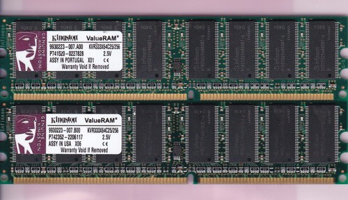 512MB 2x256MB PC-2700 KINGSTON KVR333X64C25/256 Infineon DDR-333 RAM ...