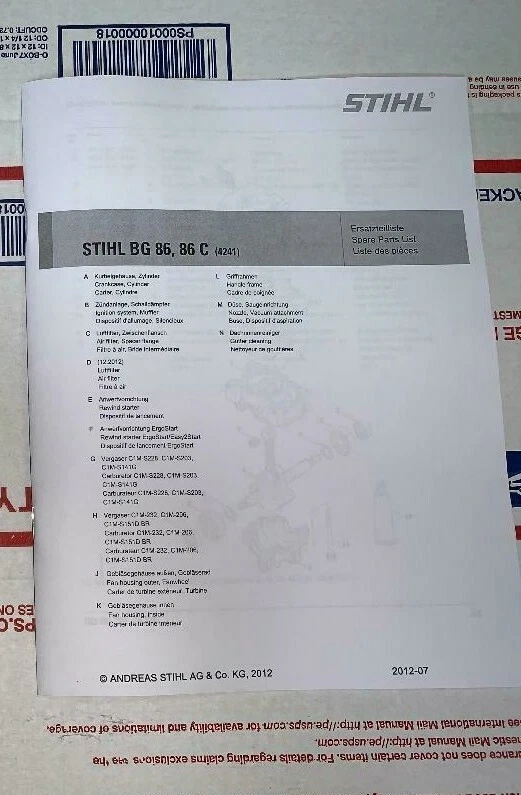 Stihl Bg86 Blower Parts