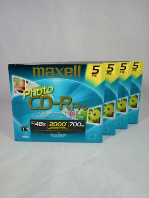 Maxell Photo CD-R Pro 48x 700mb 5 Pack Triple Coated New Sealed Lot 4 ...