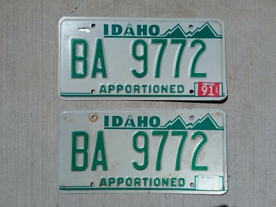 Idaho APPORTIONED SEMI TRUCK 1991 PAIR License Plates Tag HI QUALITY ...