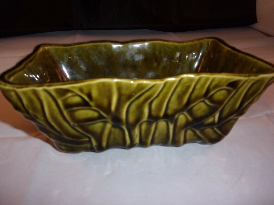 UPCO Pottery USA Planter 482 Green Leaf Pattern Vintage | eBay