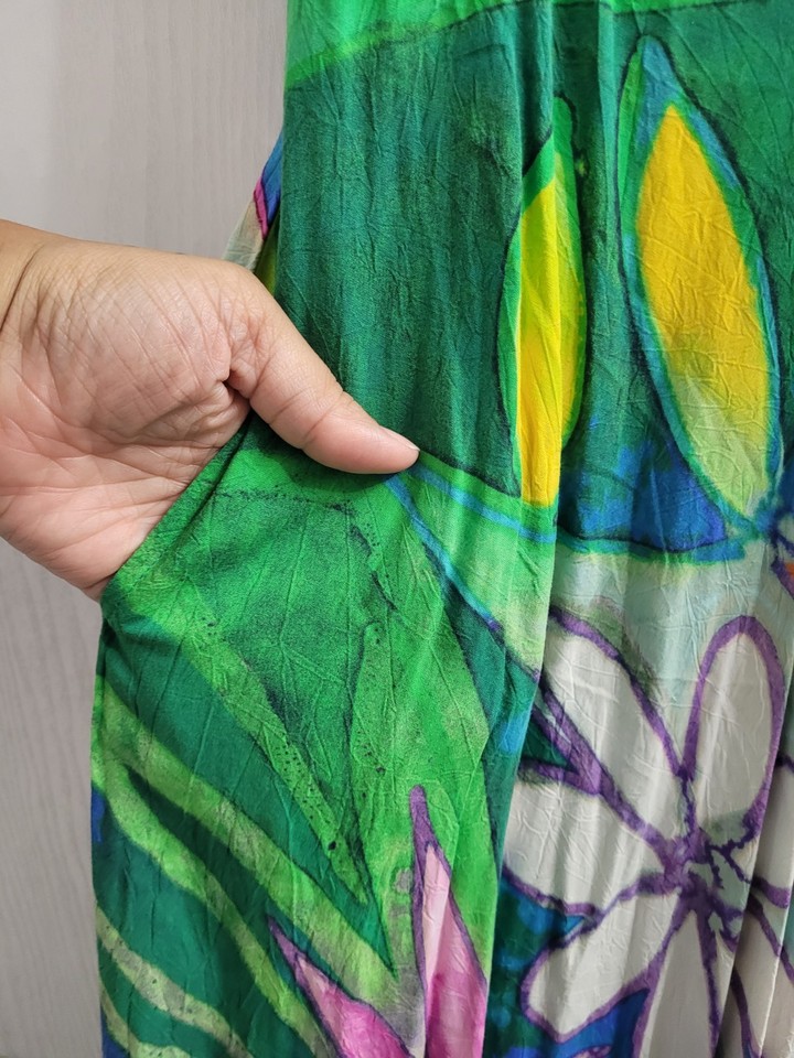 Vtg Jams World Dress Colorful Flowy Pockets Floral Size XL Summer Beach ...