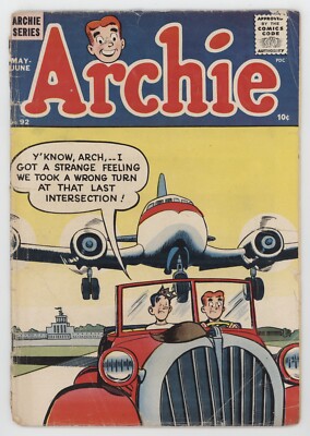 Archie 92 1958 GD VG Frank Doyle Jughead Jumbo Jet Airplane Runway | eBay
