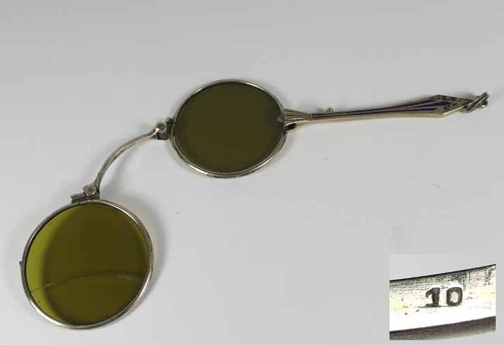 Rare!!! Antique Lorgnette, Folding Glasses, Enamel - Gem