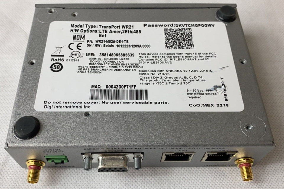 Digi TransPort WR21 Cellular Modem/Wireless Router | eBay