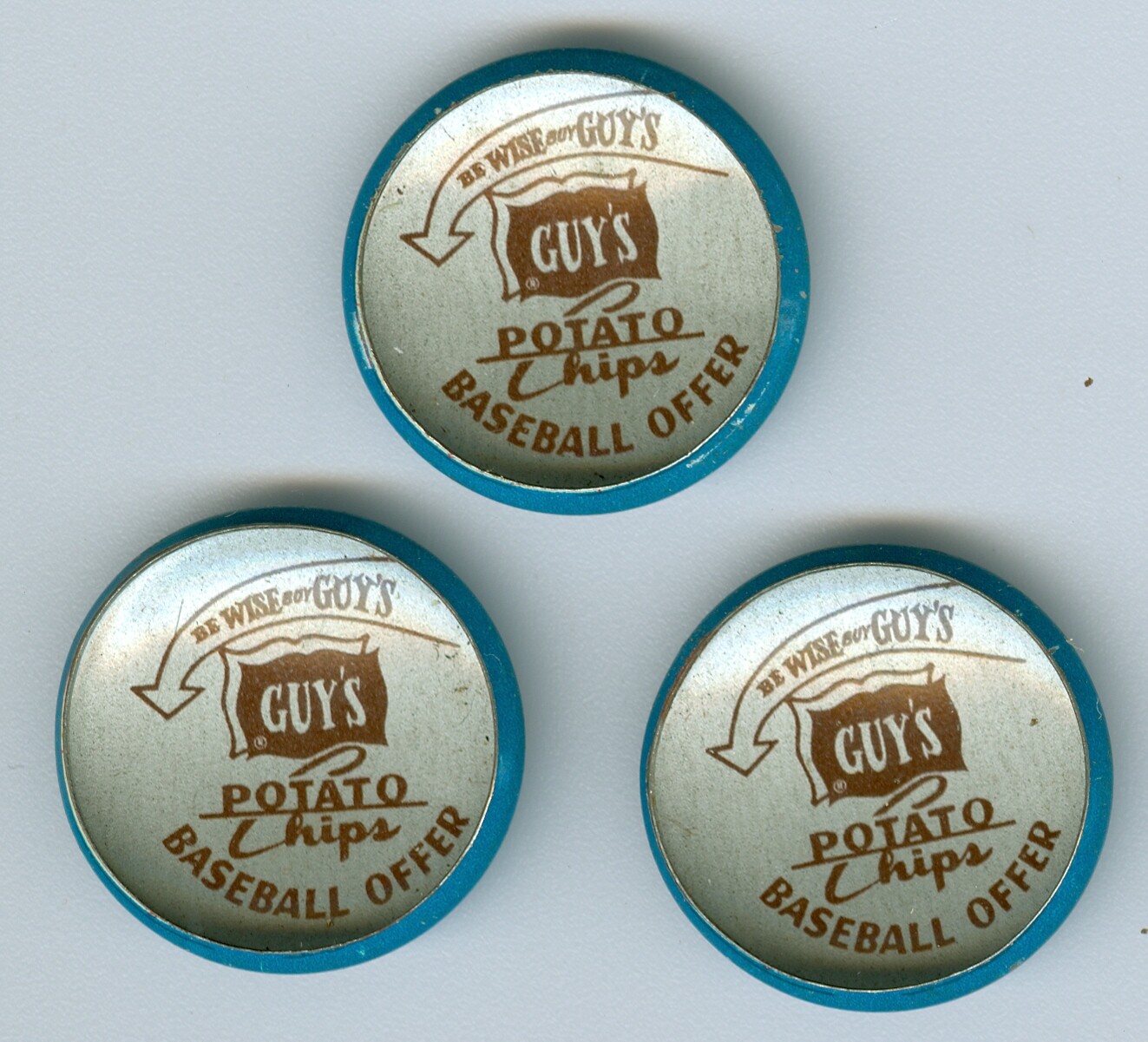 1965 New York Yankees Guys Potato Chips Pin - Lot of 3 (missing pinback ...