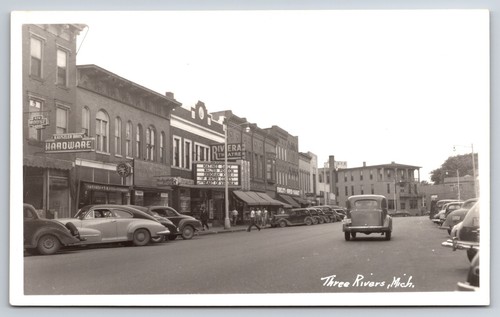 Street View Three Rivers Michigan MI Riviera Theatre c1947 Real Photo ...