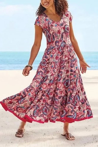 Soft Surroundings Plus Size Flowy Floral Dress Paisley Kara Short ...