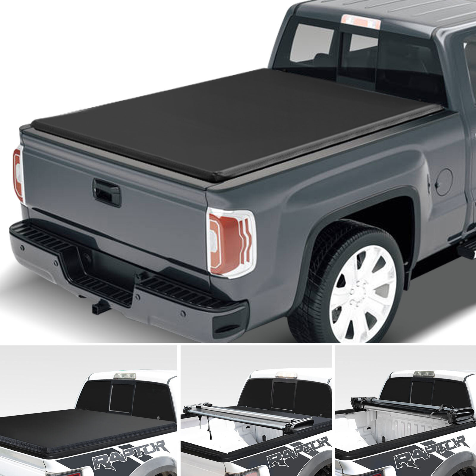 Soft Vinyl Tonneau Cover For 15-22 Chevrolet Colorado 5FT Truck Bed TRI ...