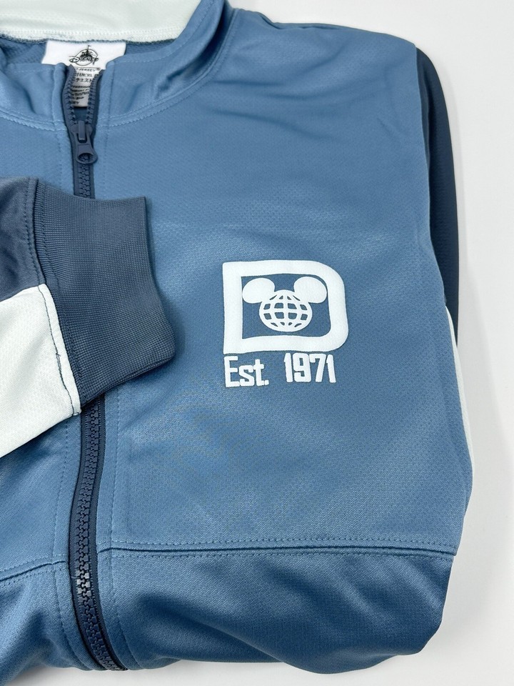 Disney Spirit Jersey Walt Disney World Zip Track Jacket Blue Gray White ...