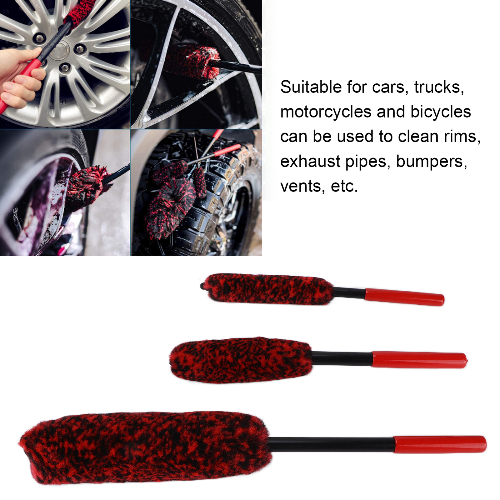 *3pcs Detailing Brush Wheel Hub Scrub Cleaning Tool For Car Motorcycles ...
