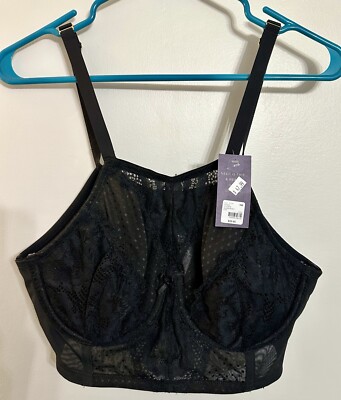 Cacique Women’s Lightly Lined French Balconette Bra, Size 40B, Black ...