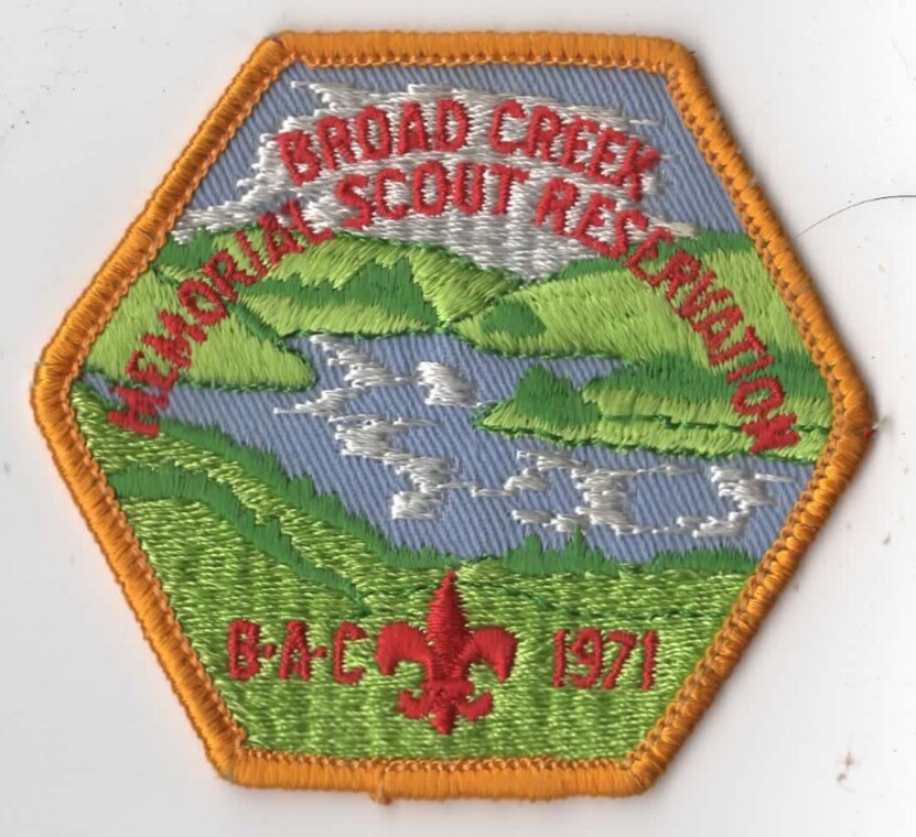 1971 Broad Creek Memorial Scout Reservation BSA Patch YELLOW Bdr ...