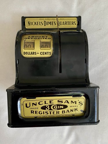 vintage metal Uncle Sam's 3 Coin (trade mark) cash Register Bank | eBay