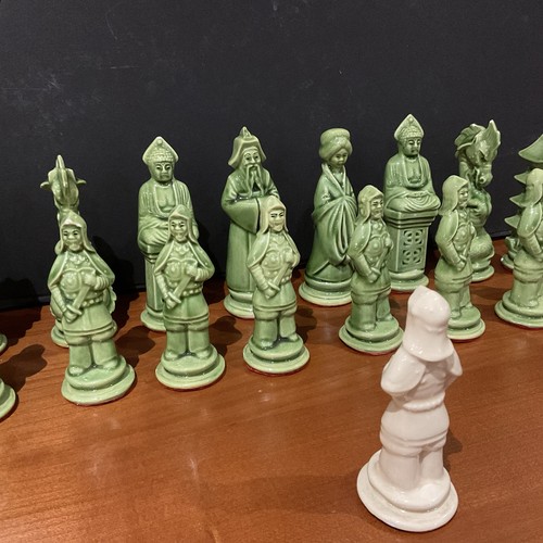 Vintage Porcelain Jade Green (colour)Chinese Chess Pieces/ Incomplete ...
