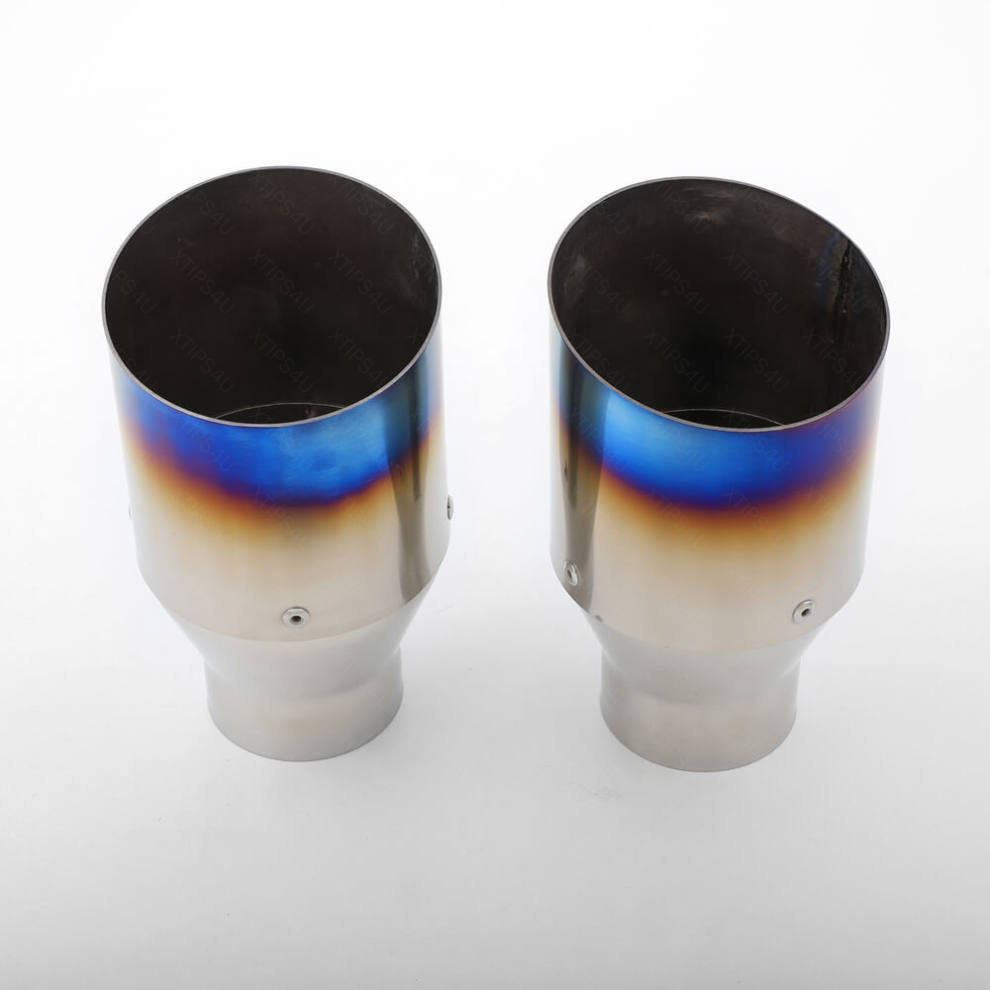 2pcs 4" Titanium & 304 Stainless Steel Burnt Blue Exhaust Tips 2.5" In ...