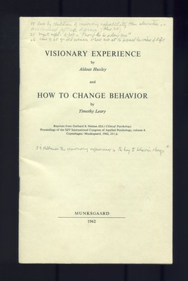 Aldous Timothy Leary HUXLEY / Visionary Experience and How to Change ...