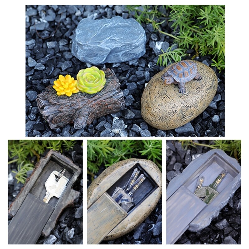 Stone with Secret Compartment Key Safe Container Fake Rock Key Holder ...