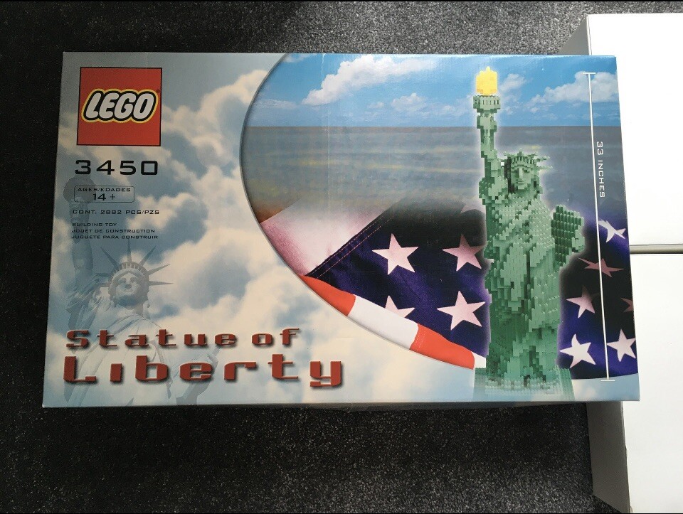 Genuine Lego Statue of Liberty 3450 99.9% complete box & instructions ...