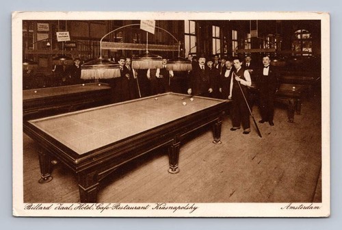 Billiards Pool Hall ~ Krasnapolsky Cafe AMSTERDAM Antique Postcard ...