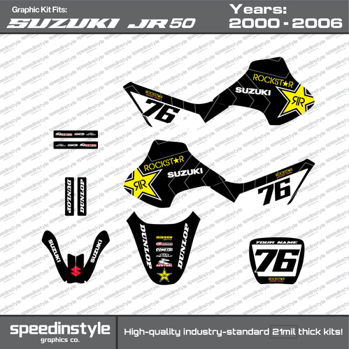 Graphics Decal Kit For Suzuki JR50 (2000-2006) JR 50 Stickers Rev black ...