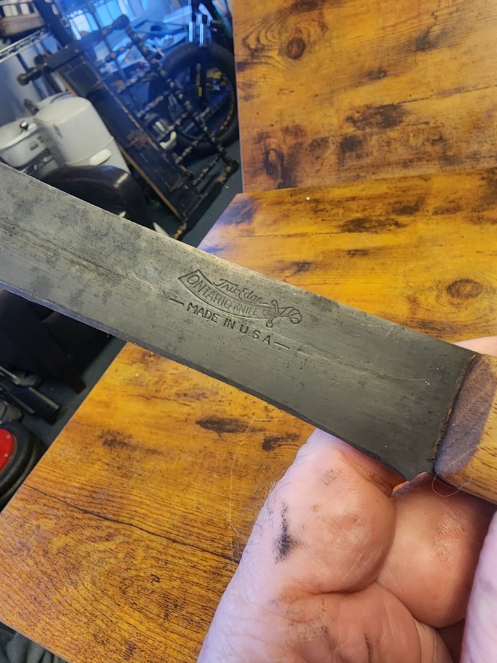 Vintage Tru Edge 8” Blade Butcher 13" Knife Wood Handle ONTARIO KNIFE ...