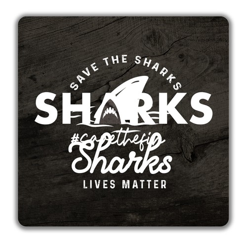 Save the Sharks 2 Pack Drinks Coasters Sharks Lives Matter Gift - 9cm x ...
