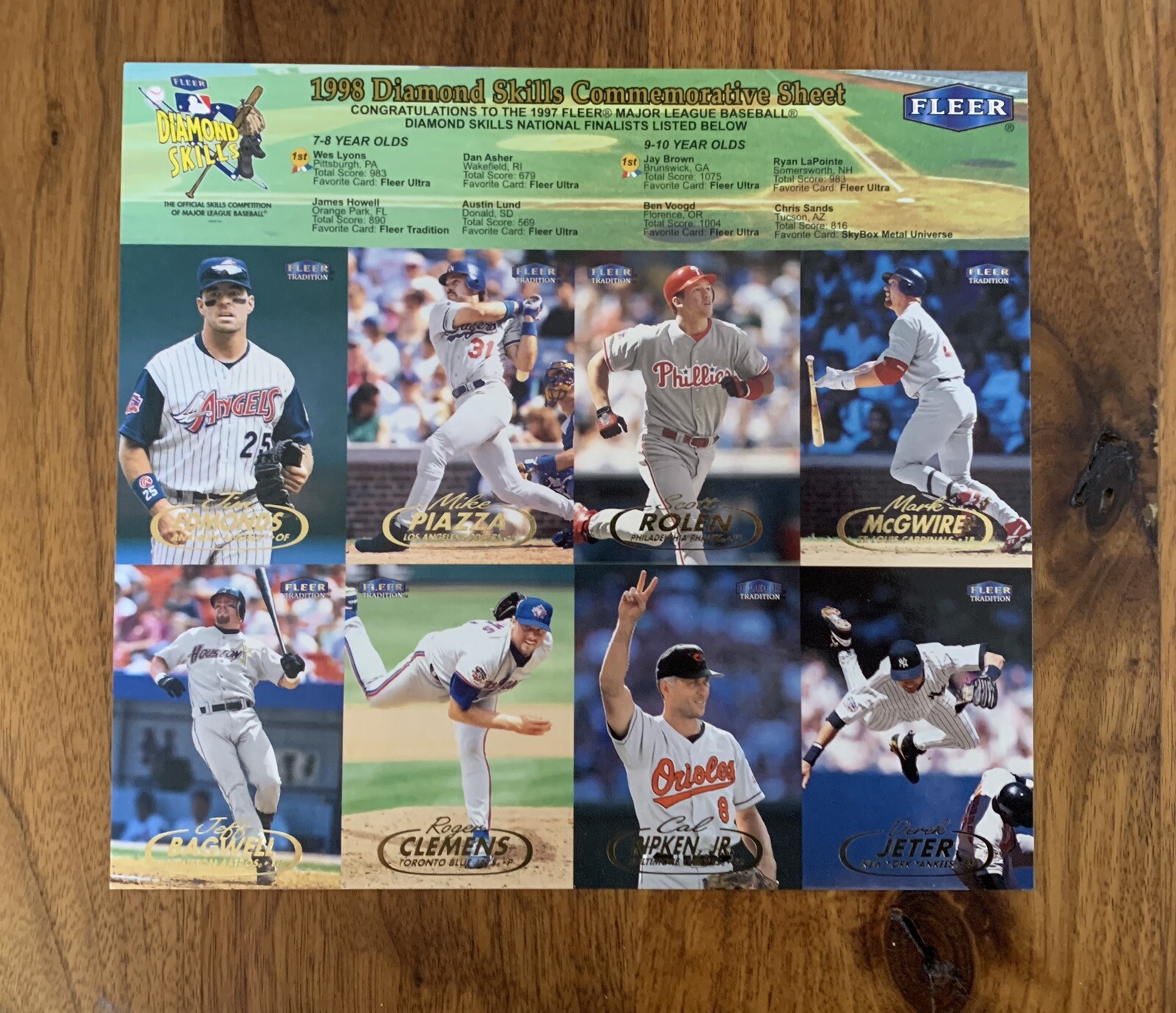 1998 Fleer Baseball Diamond Skills Commemorative 8 Uncut Cards - JETER ...