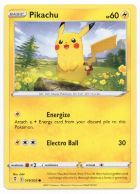 Pikachu Common (049/203) Pokemon Evolving Skies SWSH07 (49) | eBay ...