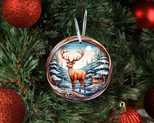 Christmas Buck Deer Ceramic Christmas Ornament, Christmas Tree ...