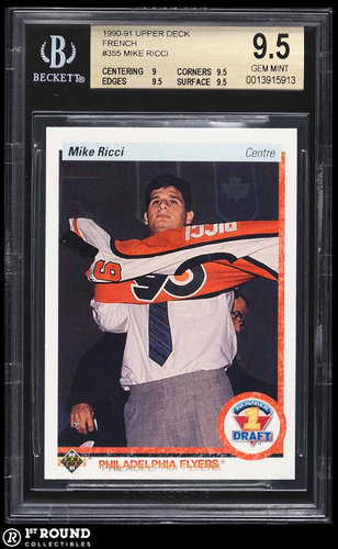 Mike Ricci RC BGS 9.5: 1990-91 Upper Deck French Rookie Card #355 POP 8 ...