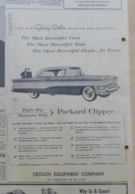 1956 newspaper ad for Packard - Eight Big Reason Clipper offers gives ...