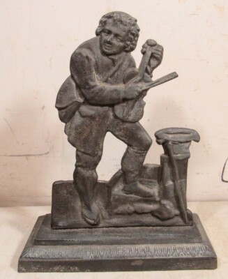 Vintage/Antique Cast Iron Minstrel Violin Fiddle Player Doorstop | eBay