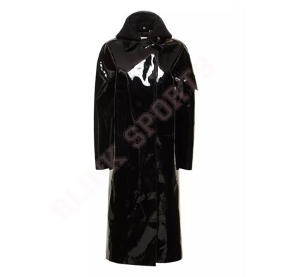 Women Trench Vinyl Shiny Gothic Coat PVC Emo Top quality Faux Leather ...