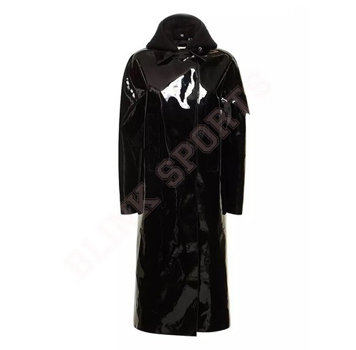 Women Trench Vinyl Shiny Gothic Coat PVC Emo Top quality Faux Leather ...