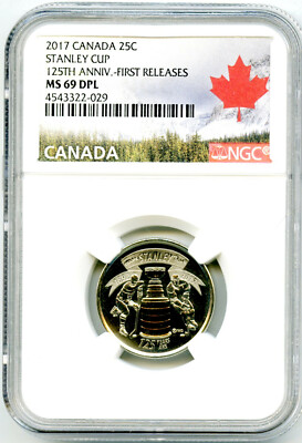 2017 CANADA 25 CENT NGC MS69 DPL 125TH STANLEY CUP QUARTER FIRST ...