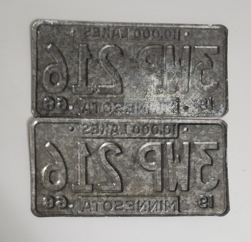 Vintage Minnesota License Plate 1968 with 1970 Tag Excellent Condi ...