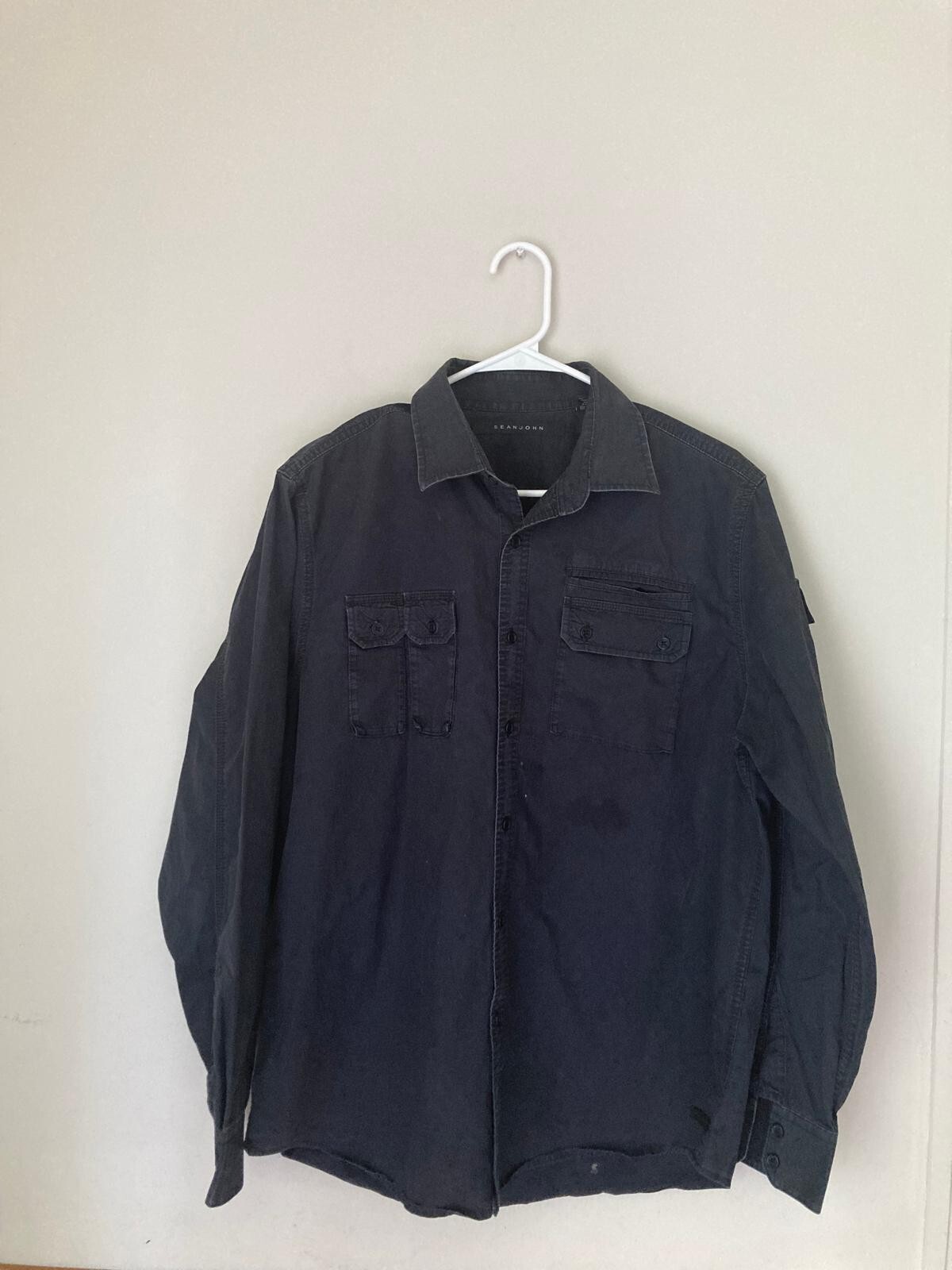 SEAN JOHN MEN'S BLACK - BUTTON DOWN SHIRT Sz L S236C | eBay