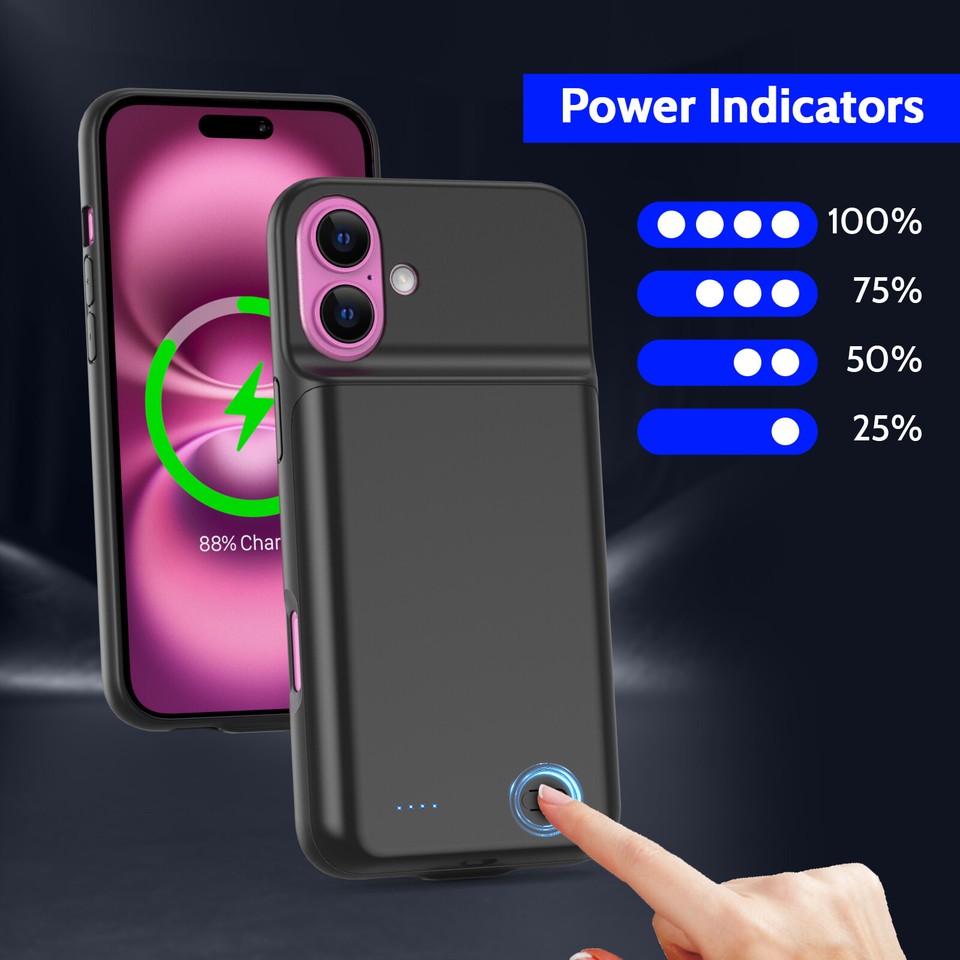New Smart Battery Case+Tempered glass for iPhone 16 /16 Plus /16 Pro/16 ...