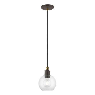 Livex Downtown 1 Light Sphere Mini Pendant, BZ/Antique BS - 48971-07 | eBay