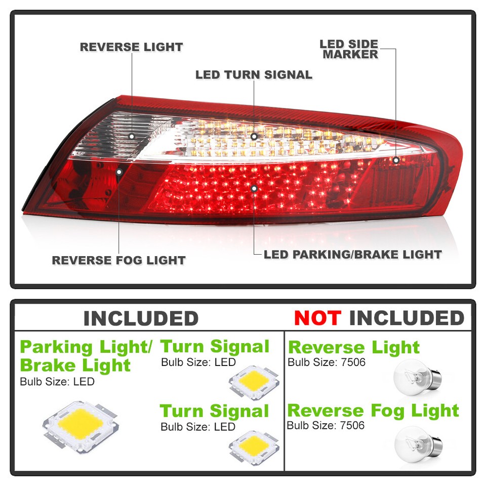 1999-2004 Porsche 911 996 Carrera 4 Lumileds LED Tail Lights Lamps 99 ...