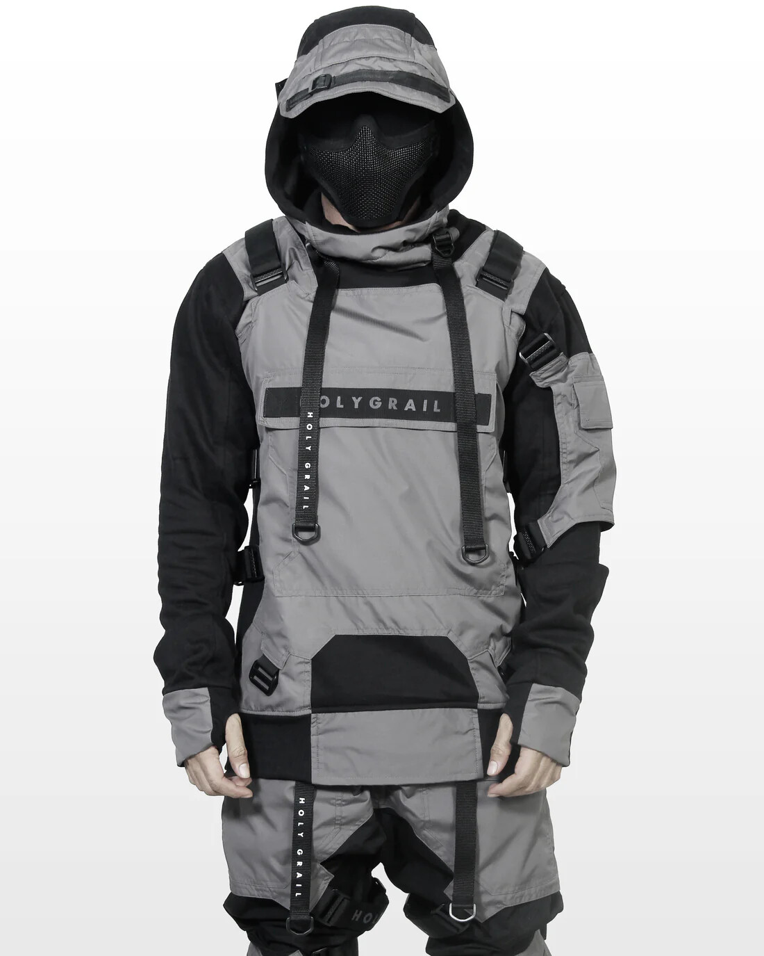 Men's Techwear Gray Jacket Vest fleece Pullover Hoodie TAC-BHV.02/GREY ...