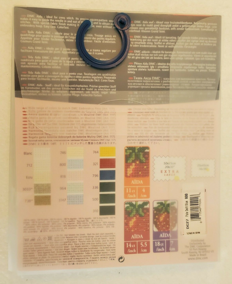 DMC Needlework Fabric Color #800 Lt Blue Aida 14 Count 14" X 18" NEW | eBay