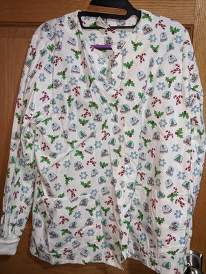 Vtg Christmas scrub jacket UA brand holiday size small medical nursing ...