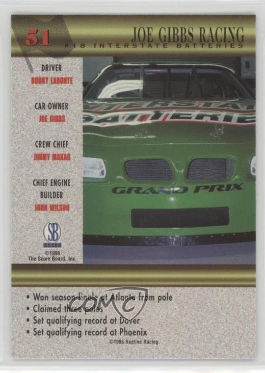 1997 Score Board SB Joe Gibbs Racing Bobby Labonte Jimmy Makar #51 HOF ...