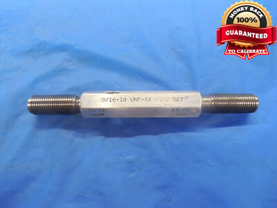 9/16 18 UNF 3A SET THREAD PLUG GAGE .5625 GO NO GO P.D.'S = .5264 ...